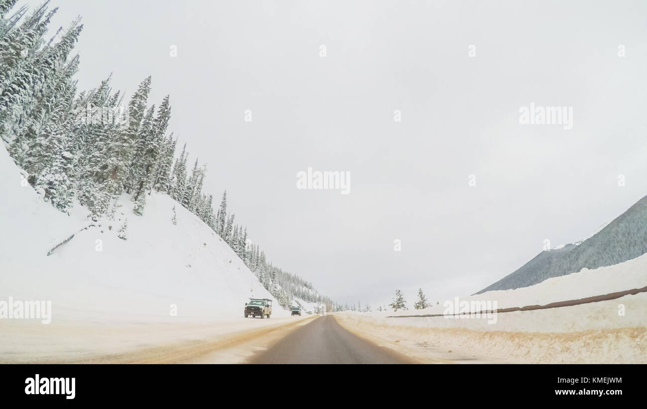 POV point of view - Driving over Berthoud Pass after winter storm in ...