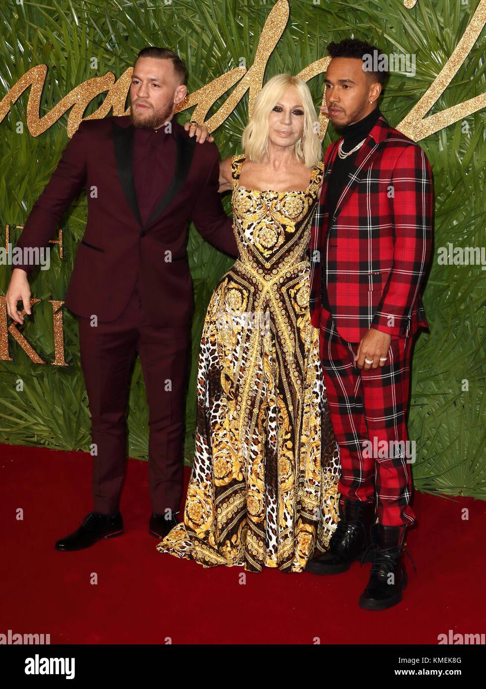 London, UK. Lewis Hamilton, Donatella Versace and Conor McGregor at The ...