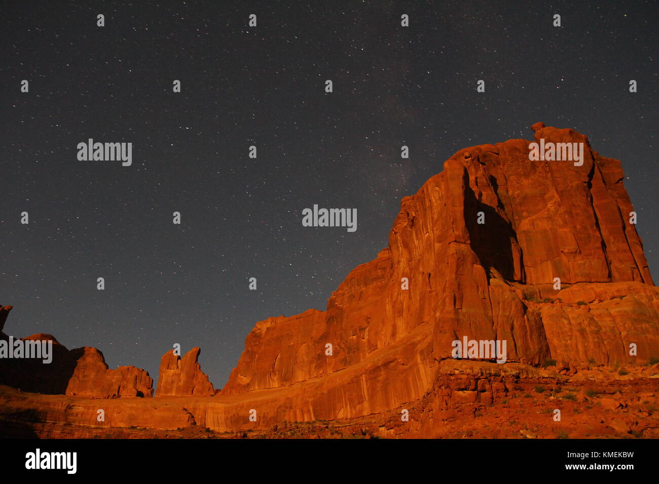 Arches National Park illuminated by moonlight Stock Photo - Alamy