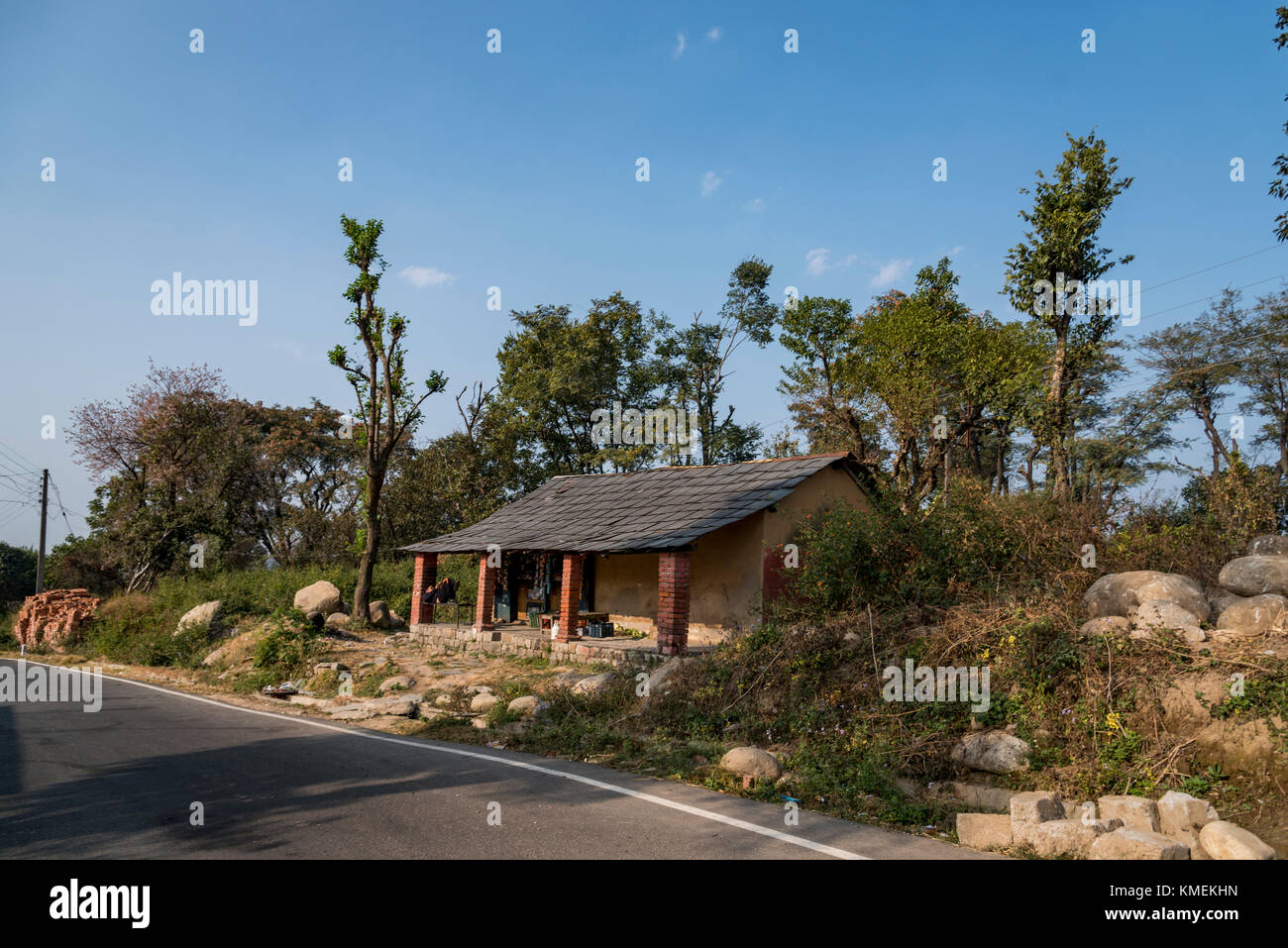 A house on the side of a road at a village in india Stock Photo - Alamy