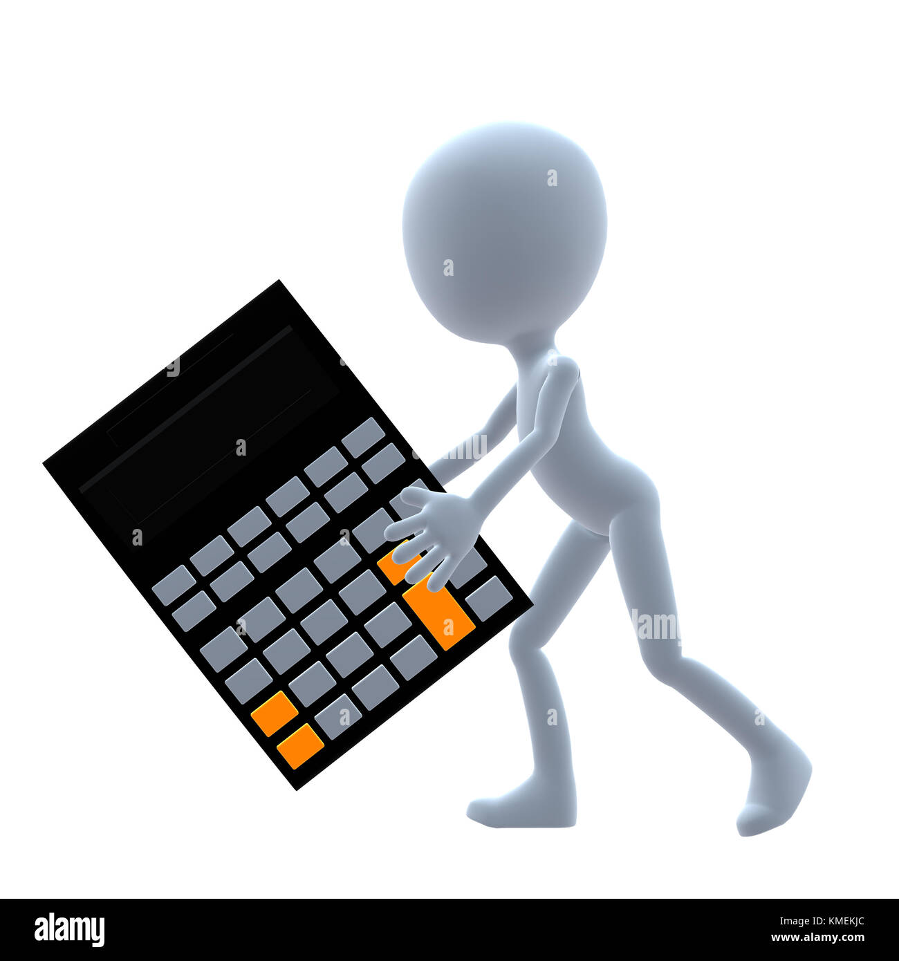 3D calculator guy on a white background Stock Photo - Alamy