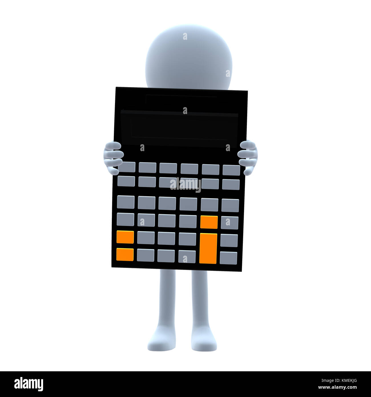 3D calculator guy on a white background Stock Photo - Alamy