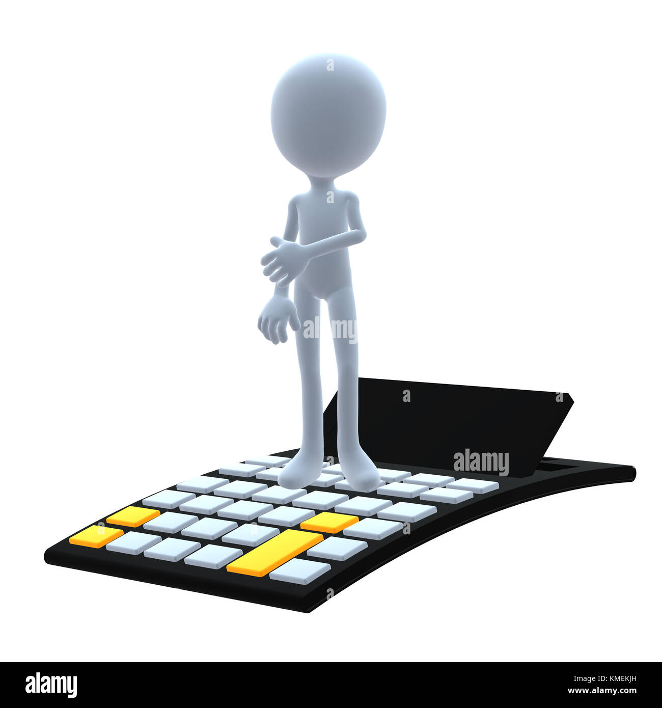 3D calculator guy on a white background Stock Photo - Alamy