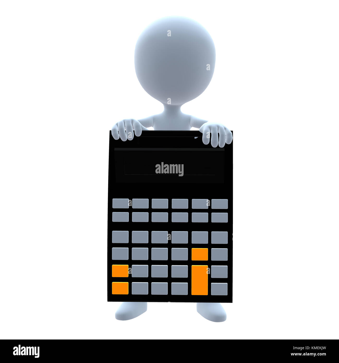 3D calculator guy on a white background Stock Photo - Alamy
