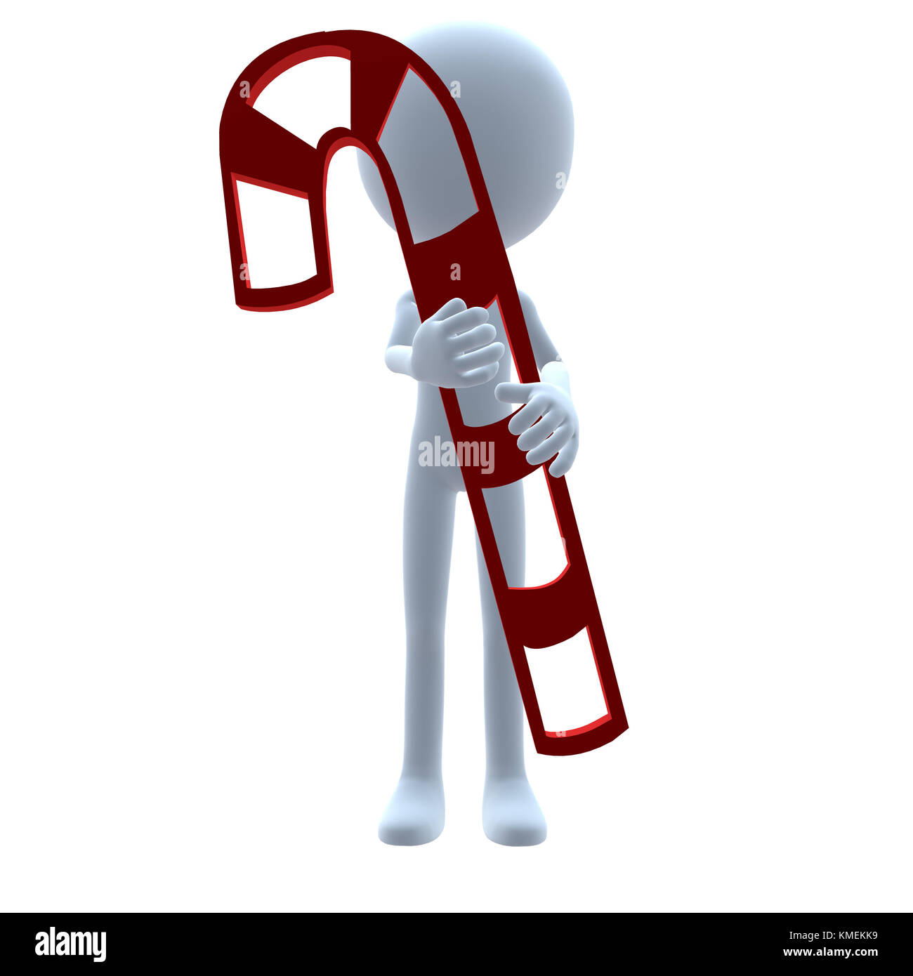 3D guy with a candy cane on a white background Stock Photo - Alamy