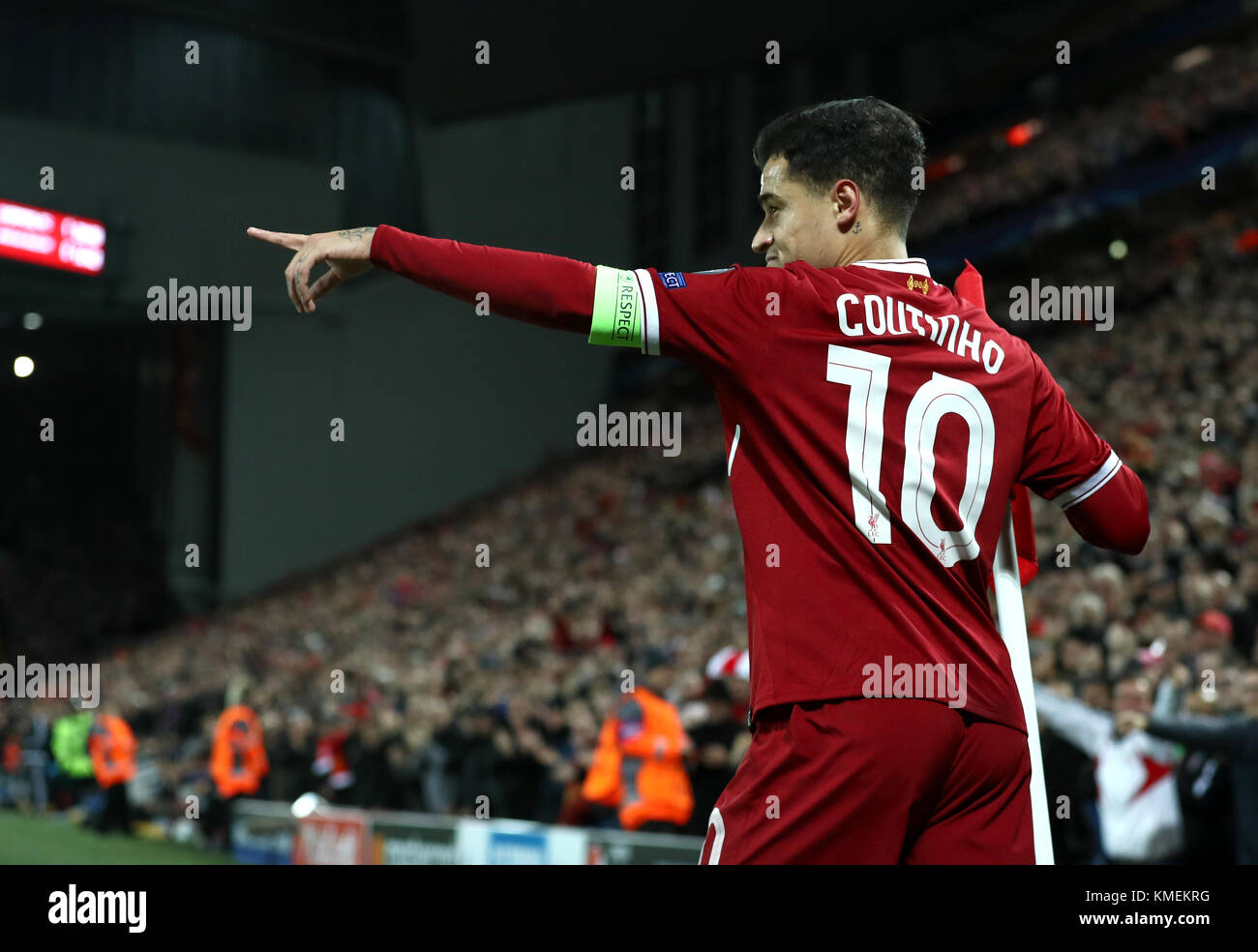 Liverpool's Philippe Coutinho celebrates scoring his side's second goal ...