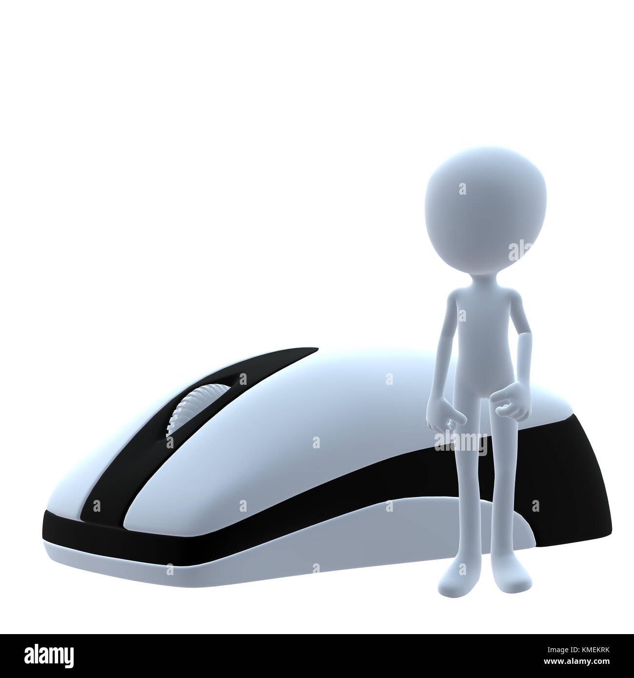 3D guy with a computer mouse on a white background Stock Photo - Alamy