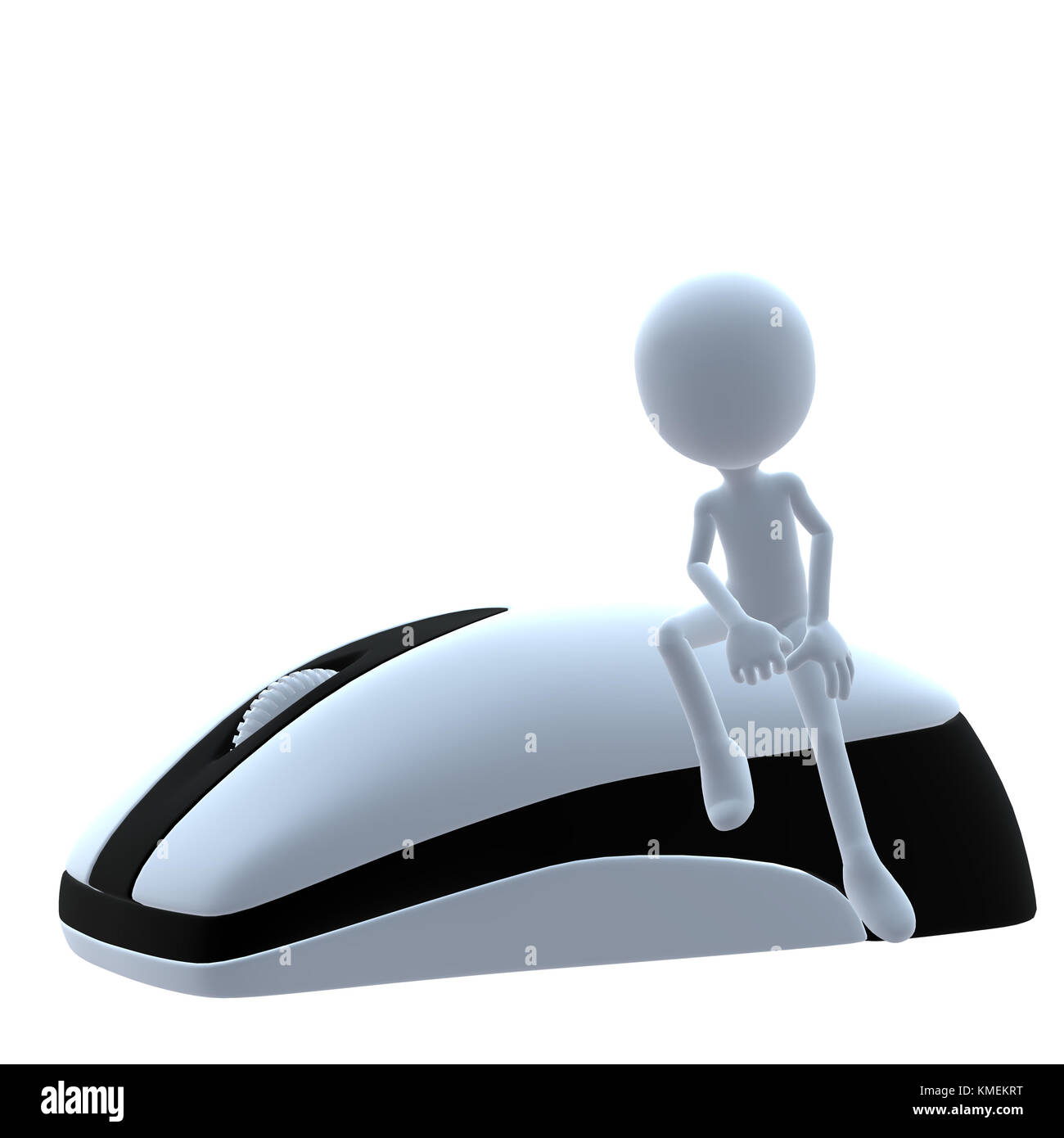 3D guy with a computer mouse on a white background Stock Photo - Alamy