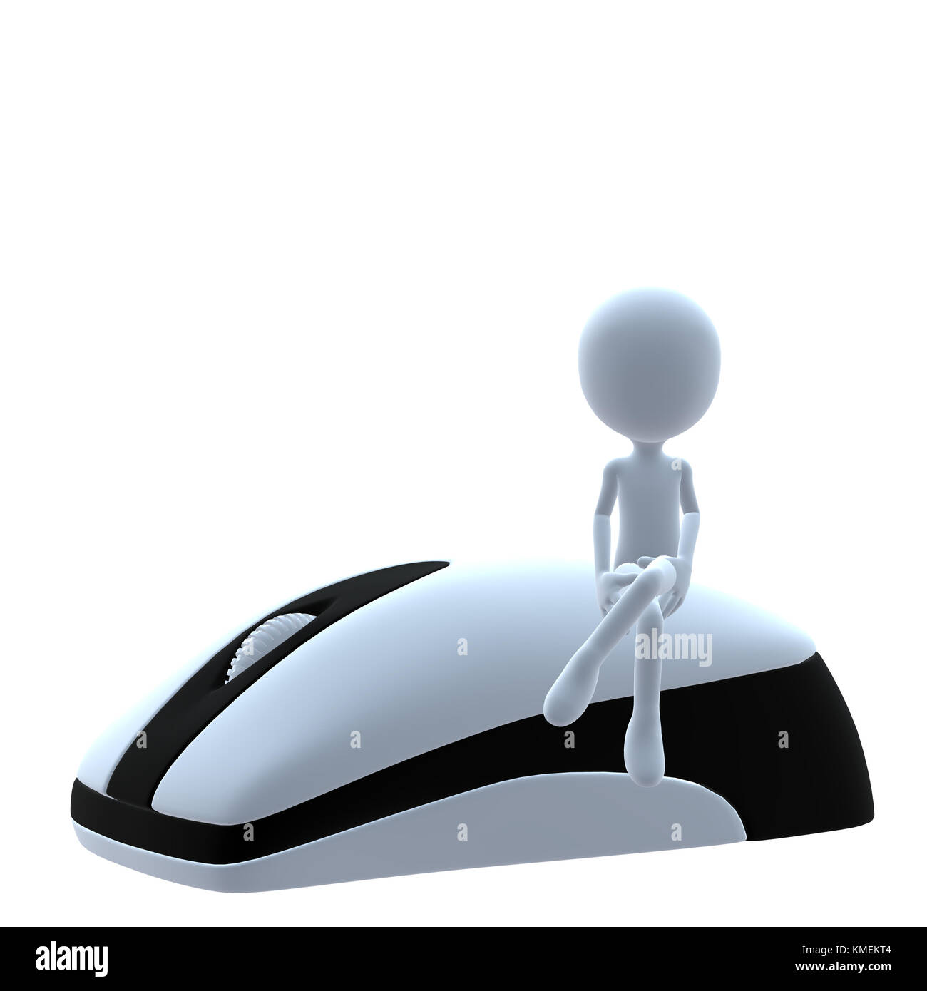 3D guy with a computer mouse on a white background Stock Photo - Alamy