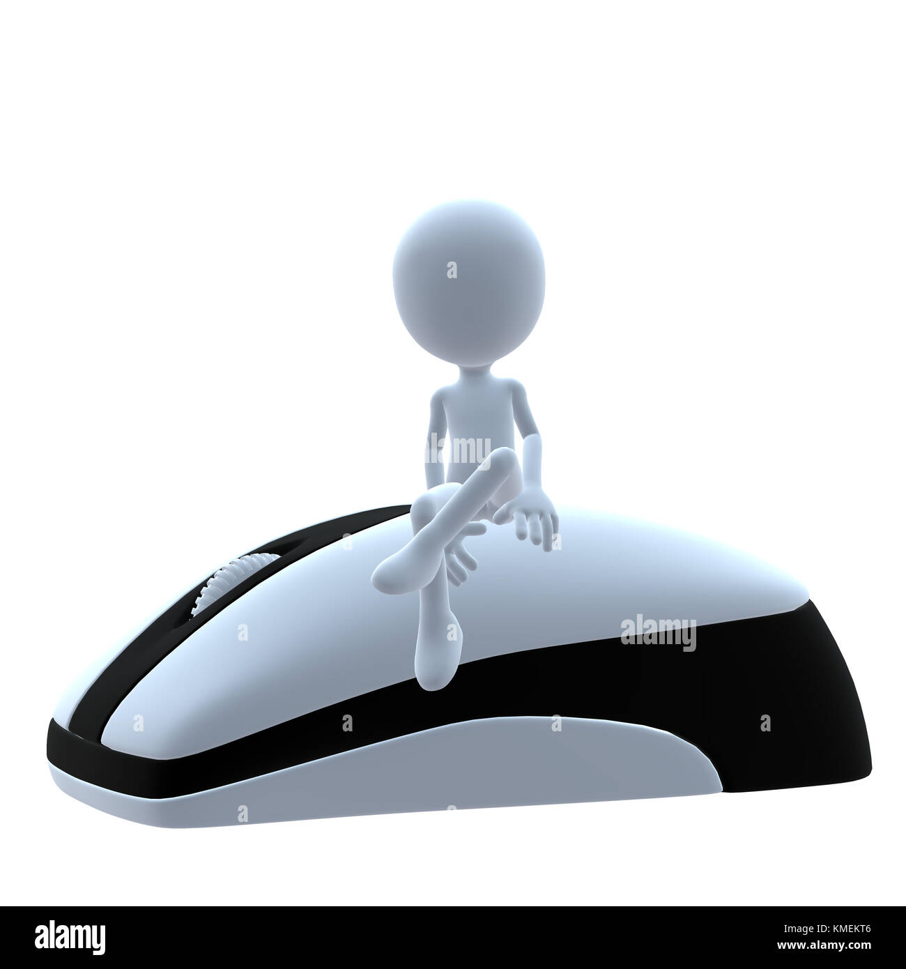 3D guy with a computer mouse on a white background Stock Photo - Alamy
