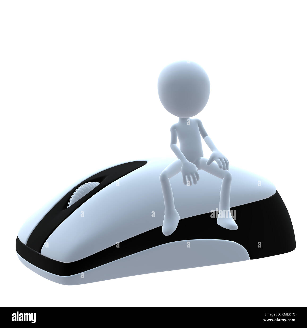 3D guy with a computer mouse on a white background Stock Photo - Alamy