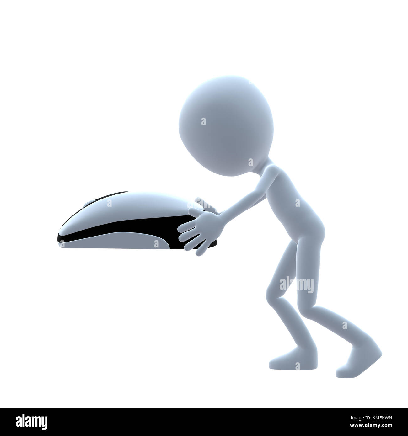 3D guy with a computer mouse on a white background Stock Photo - Alamy