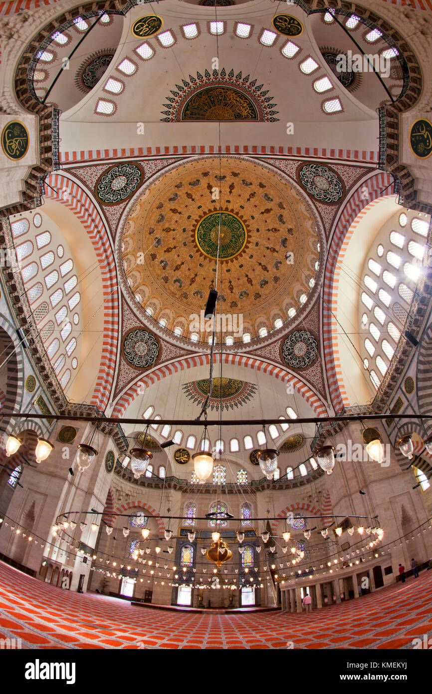 Interior of Suleymaniye Mosque, Istanbul, Turkey , Europe Stock Photo ...