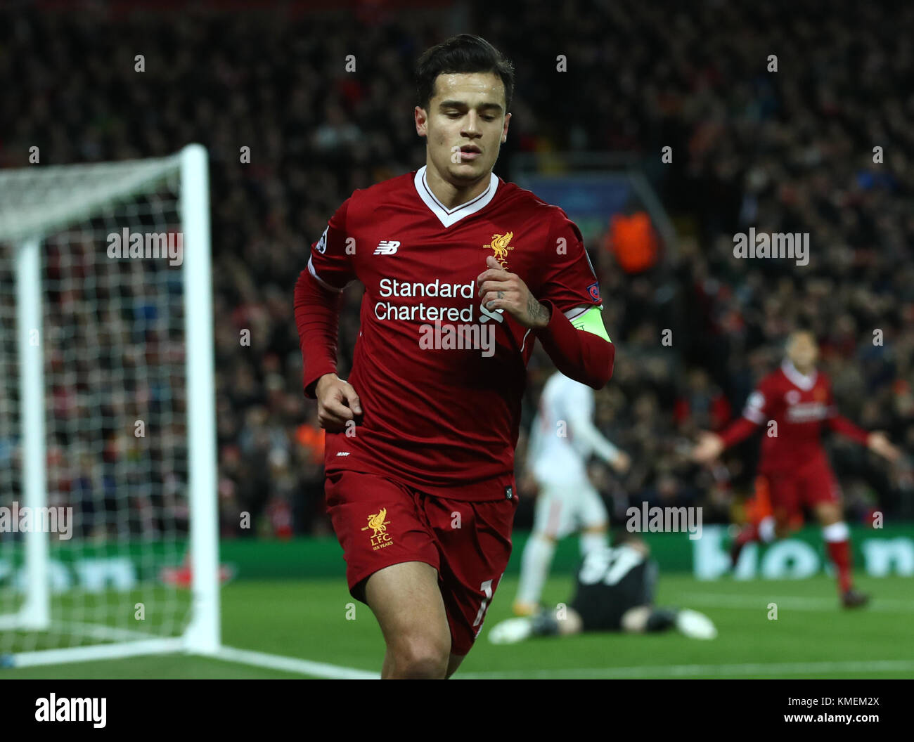 Liverpool's Philippe Coutinho celebrates scoring his sides second goal ...