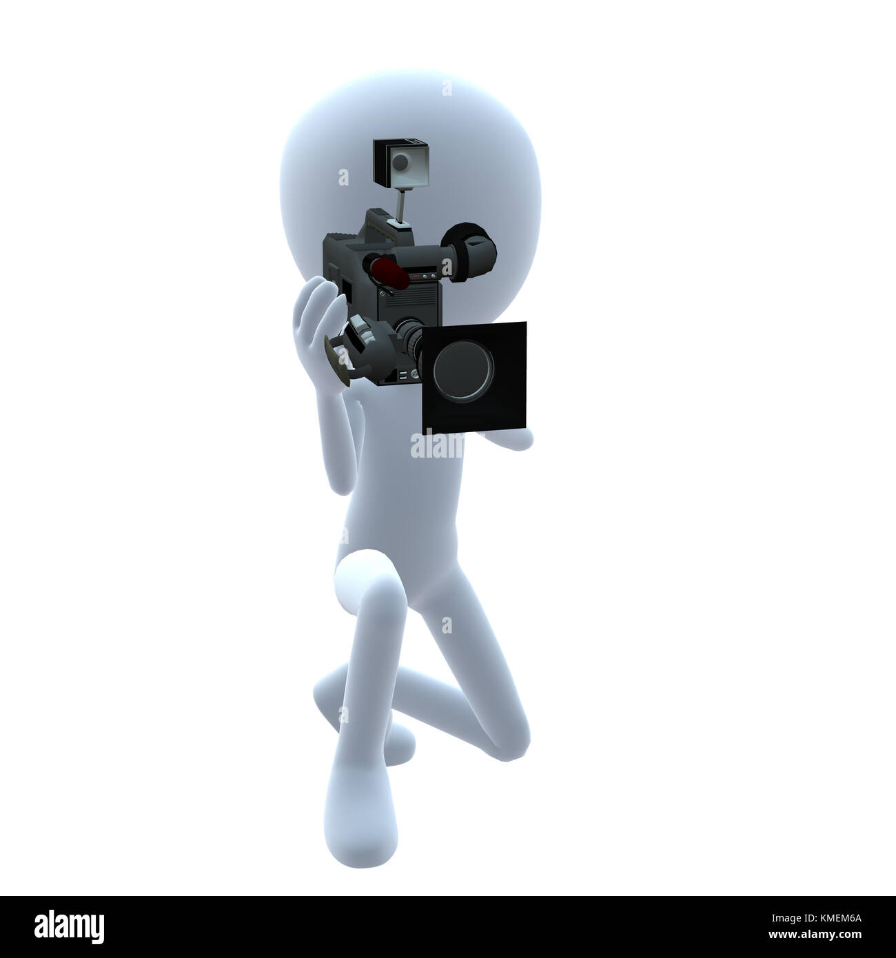 3D guy with a camera on a white background Stock Photo - Alamy