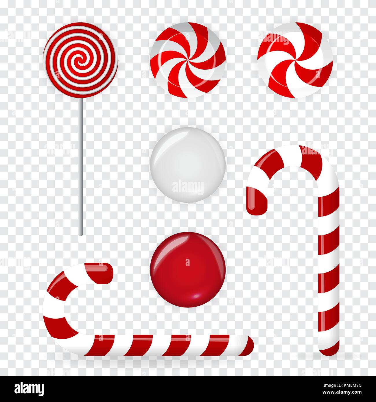 Sweet candy of various forms (cane, circle on stick) and flavors on ...