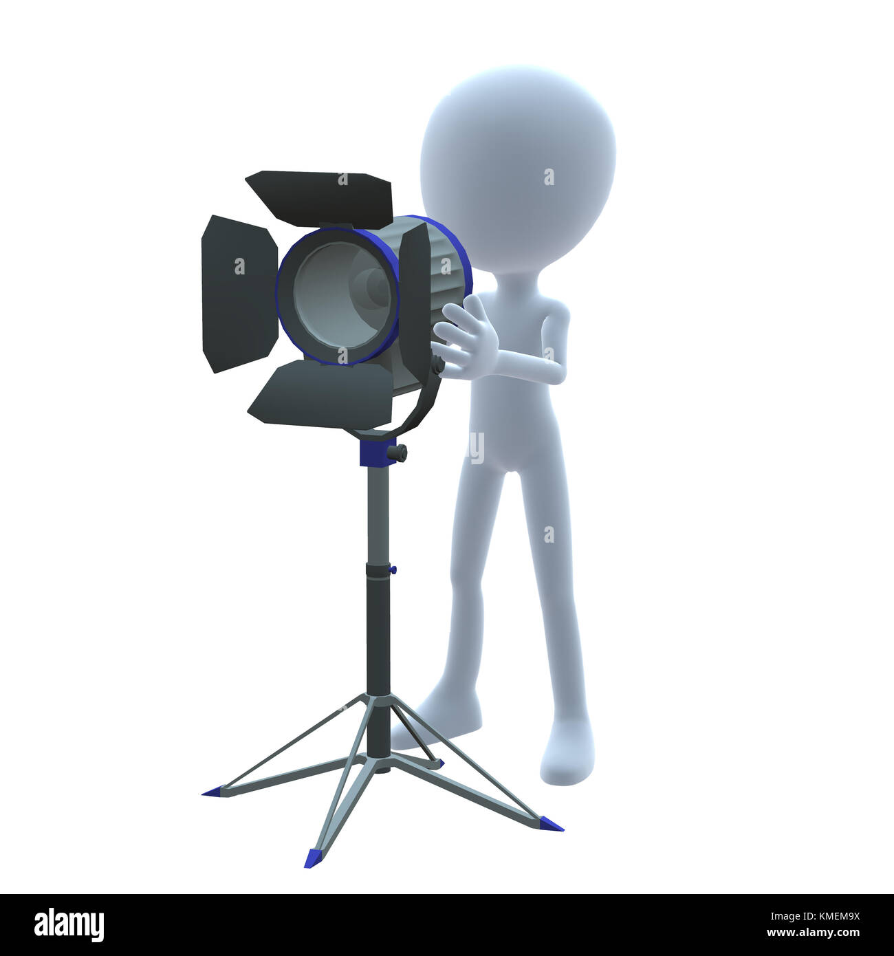 3D guy with movie lighting on a white background Stock Photo - Alamy