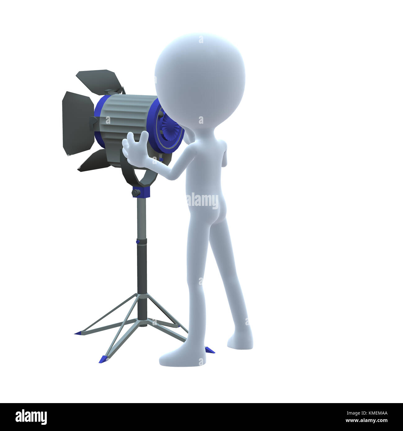 3D guy with movie lighting on a white background Stock Photo - Alamy