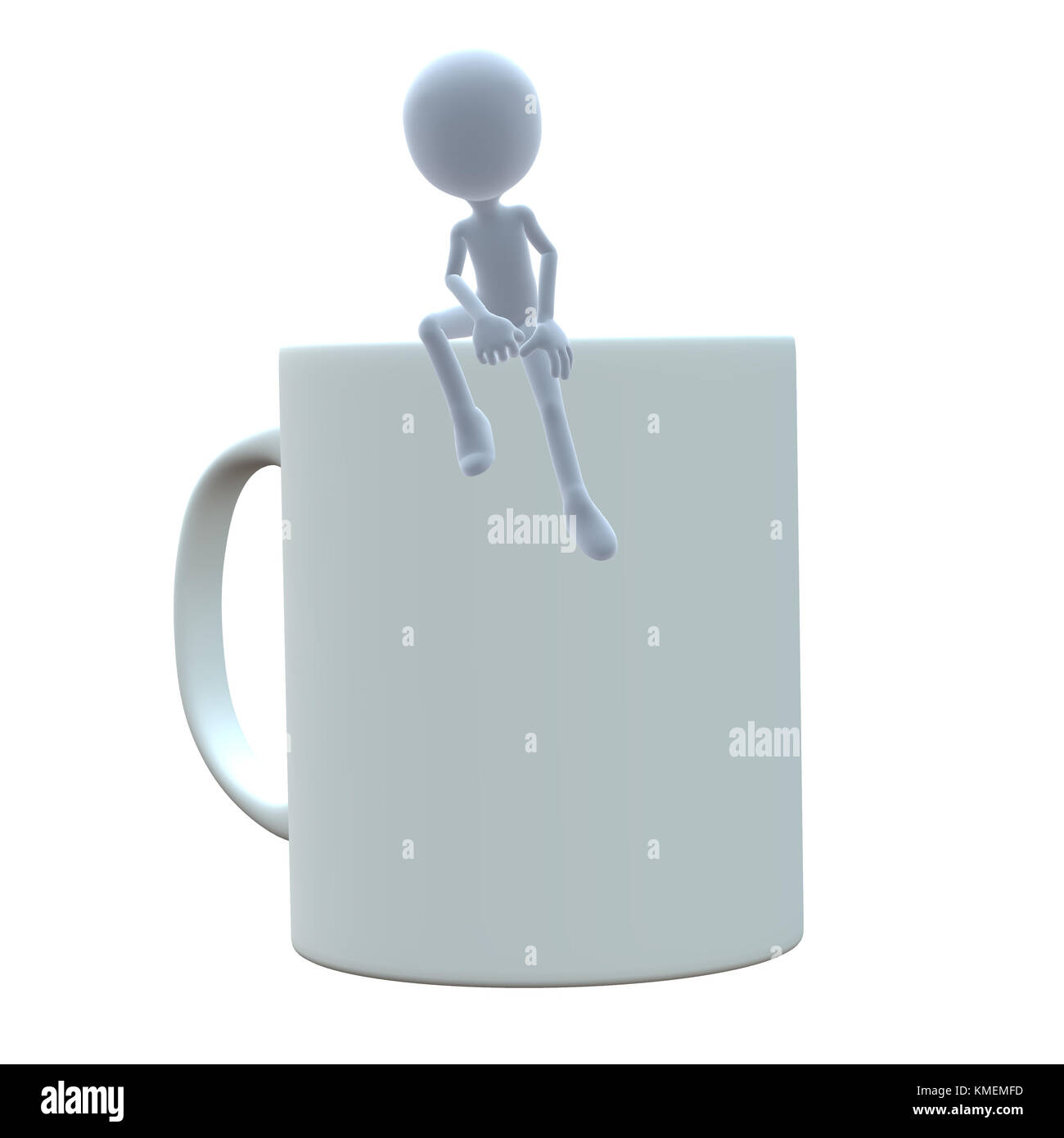 3D guy with a coffee mug on a white background Stock Photo - Alamy