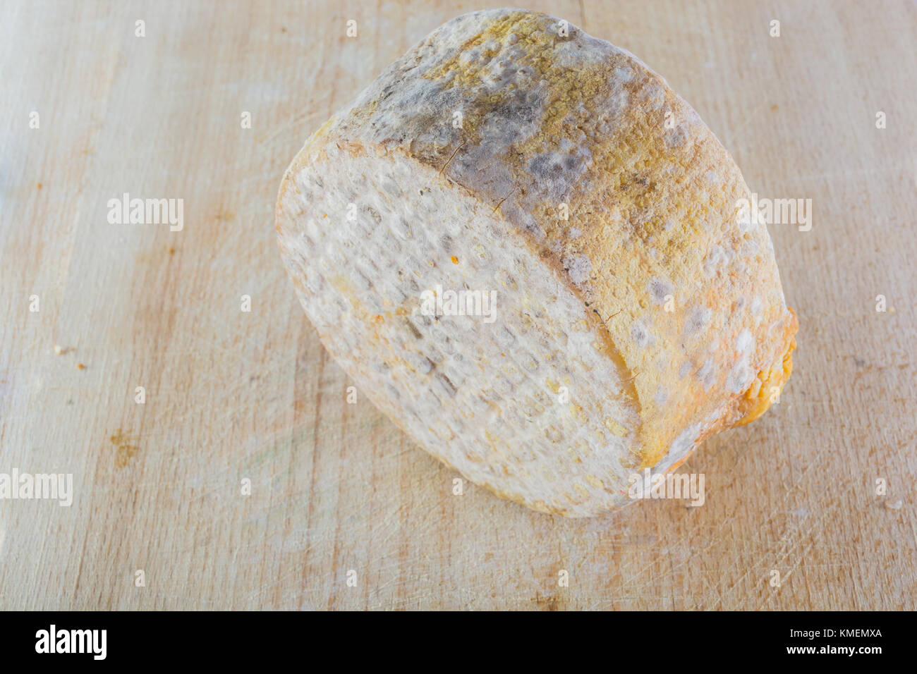 The form of hard cheese of a bloomy rind goat's milk, frost crust ...