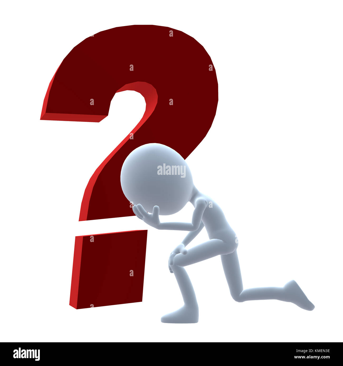 3D guy with a question mark on a white background Stock Photo - Alamy