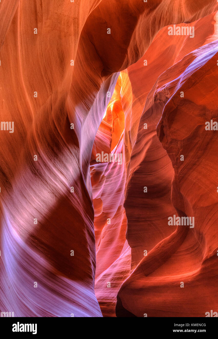 Twisting, striated layers of red sandstone walls of Upper Antelope ...