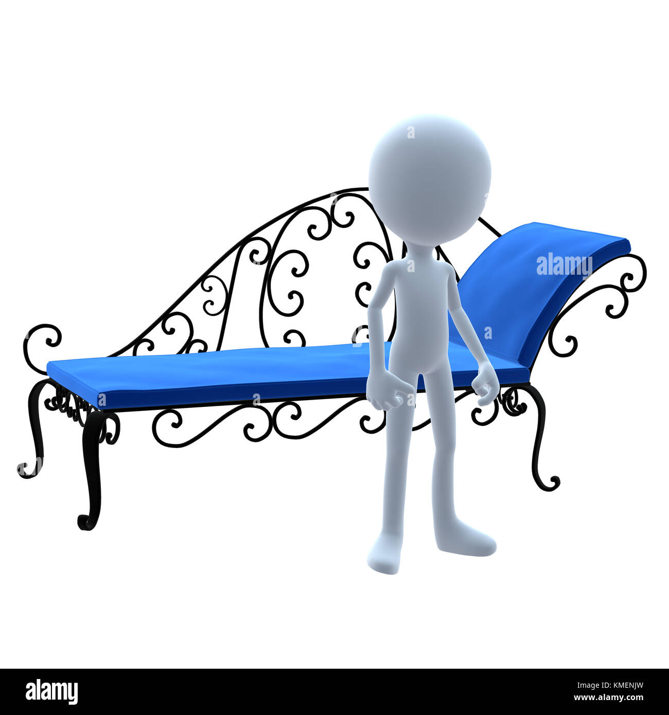 3D guy with patio furniture on a white background Stock Photo - Alamy