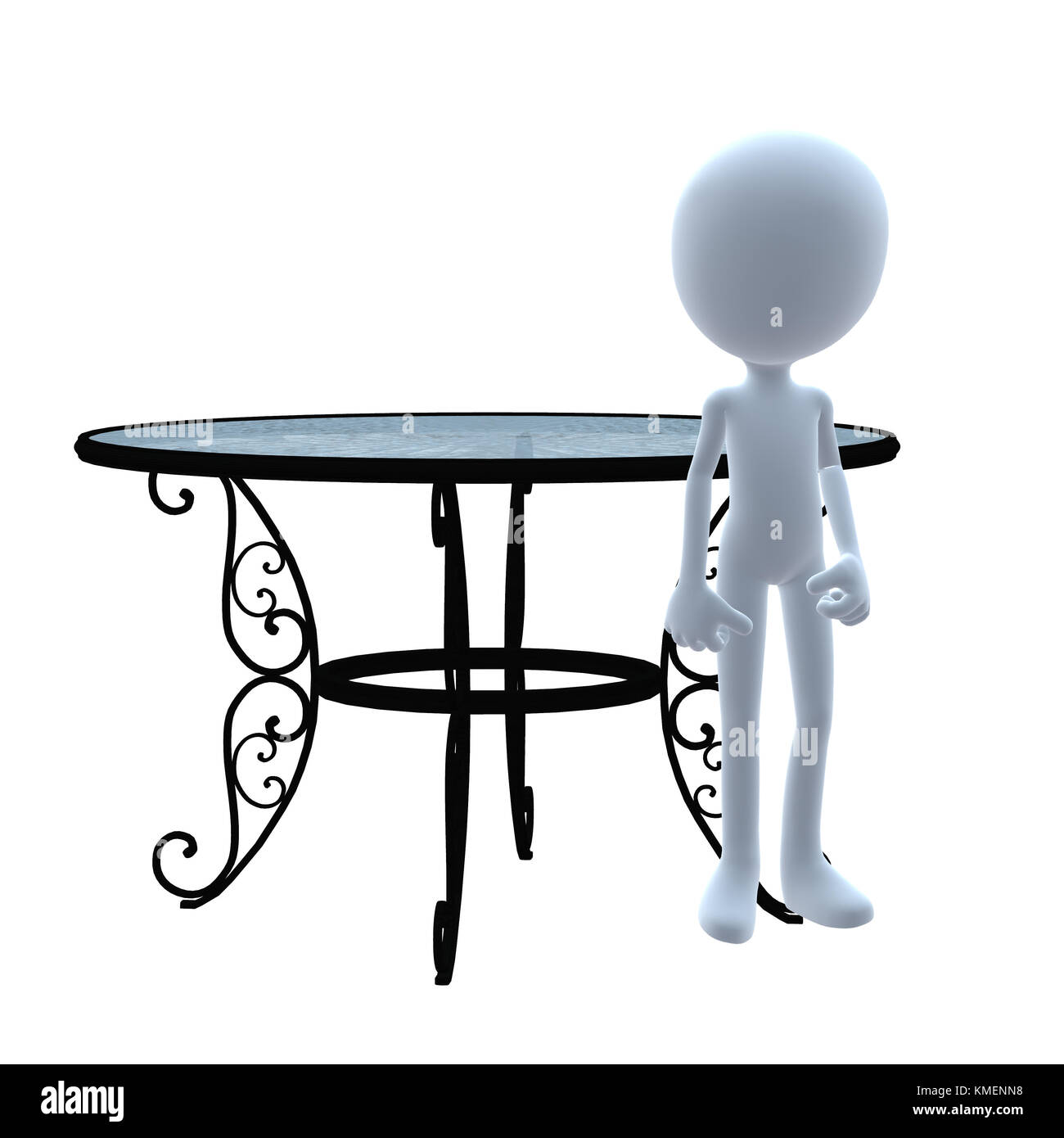 3D guy with patio furniture on a white background Stock Photo - Alamy