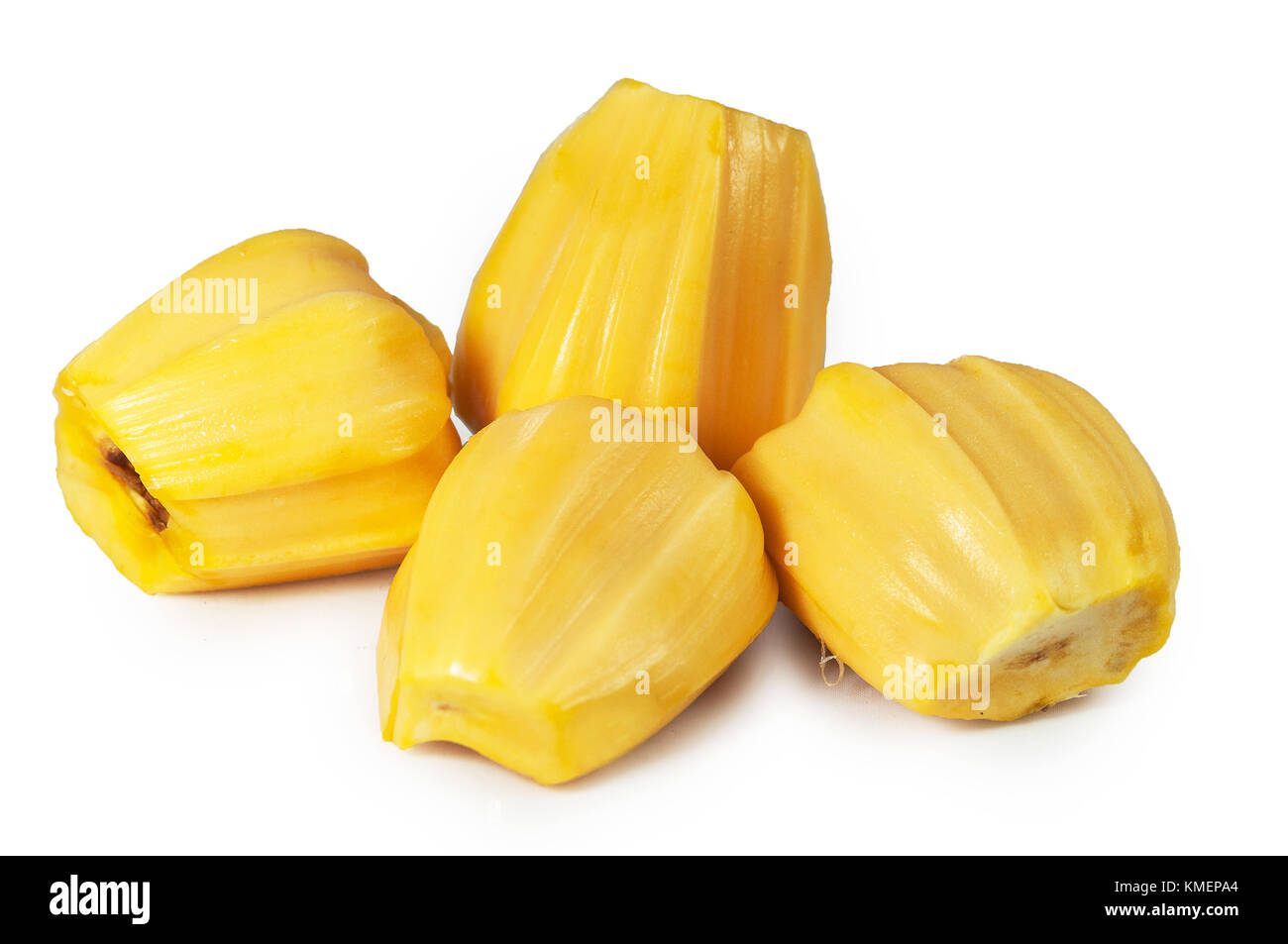 Fresh delicious four flesh of jackfruit isolated on clean white ...