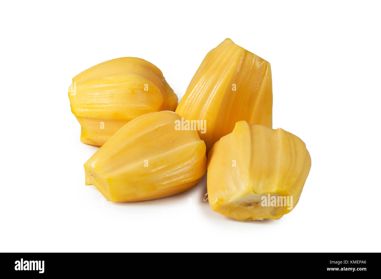 Fresh delicious four flesh of jackfruit isolated on clean white ...