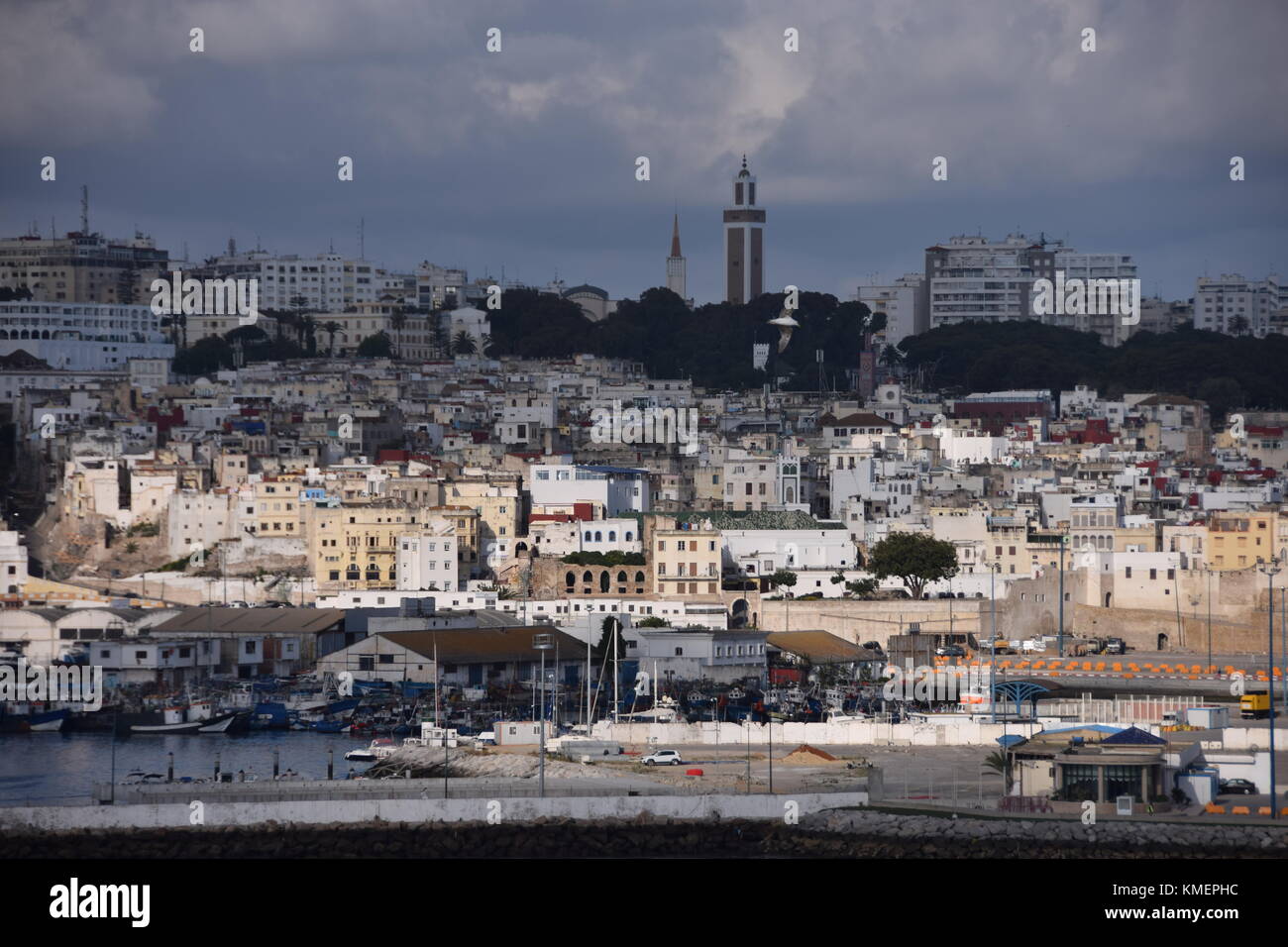 Port / Harbour area of Tangier, Morocco with Oriana cruise ship in port ...