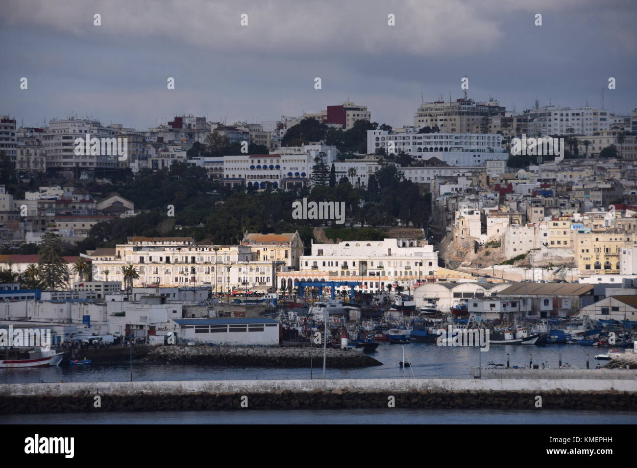 Port / Harbour area of Tangier, Morocco with Oriana cruise ship in port ...