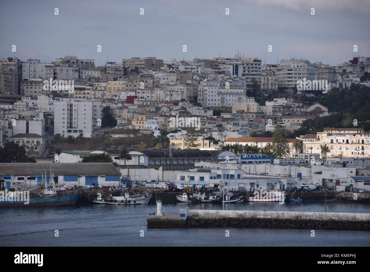 Port / Harbour area of Tangier, Morocco with Oriana cruise ship in port ...