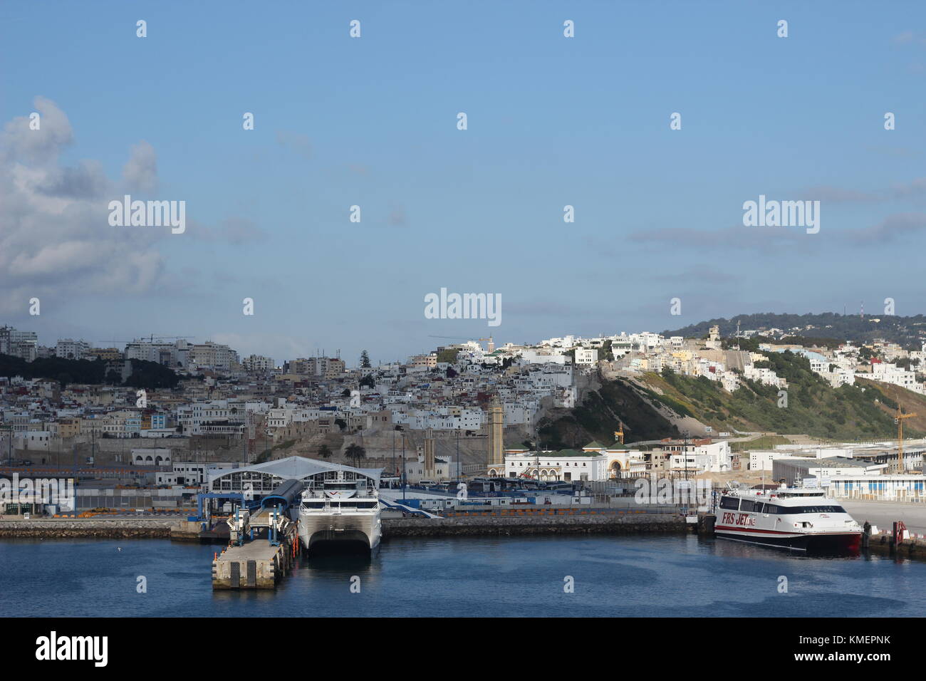 Port / Harbour area of Tangier, Morocco with Oriana cruise ship in port ...