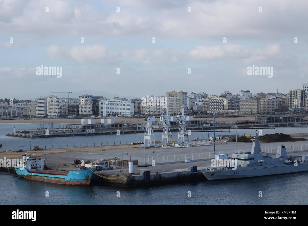 Port / Harbour area of Tangier, Morocco with Oriana cruise ship in port ...