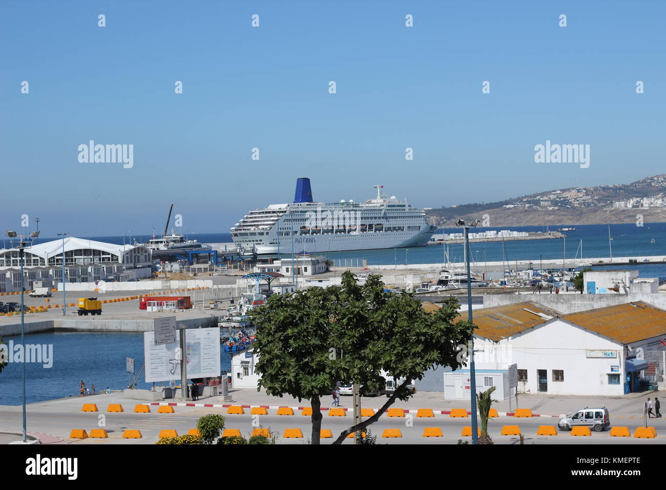 Port / Harbour area of Tangier, Morocco with Oriana cruise ship in port ...