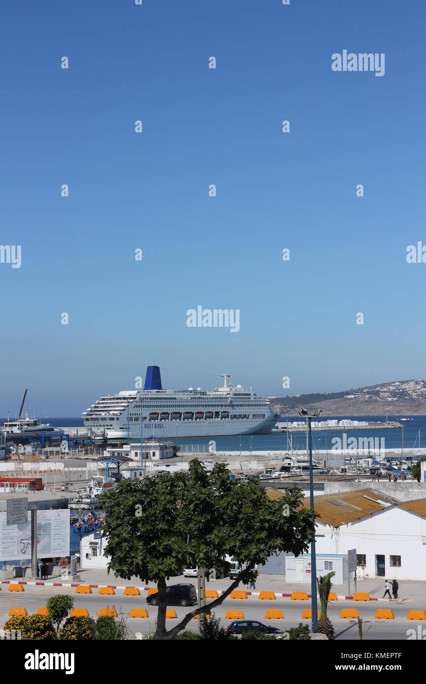 Port / Harbour area of Tangier, Morocco with Oriana cruise ship in port ...