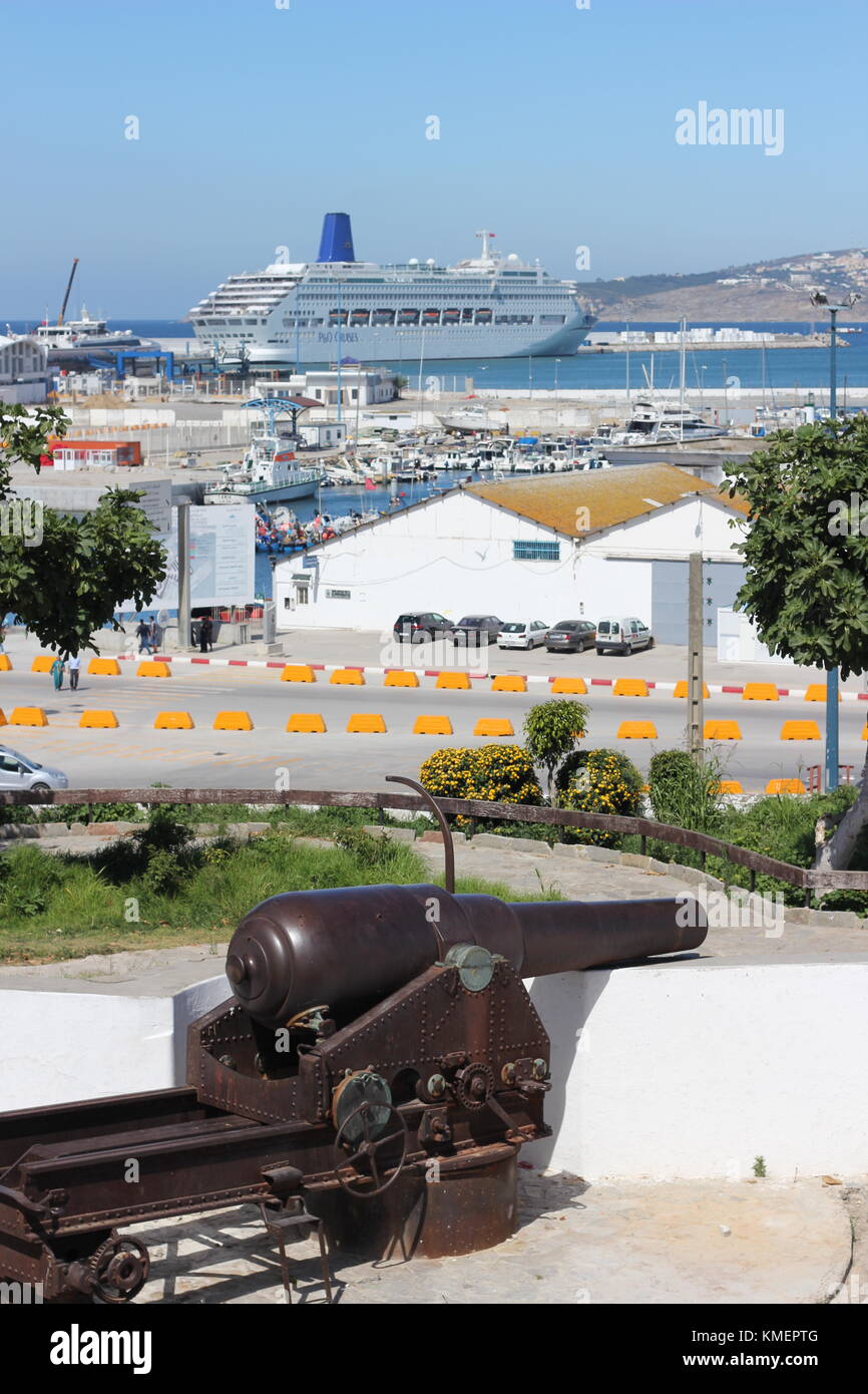 Port / Harbour area of Tangier, Morocco with Oriana cruise ship in port ...