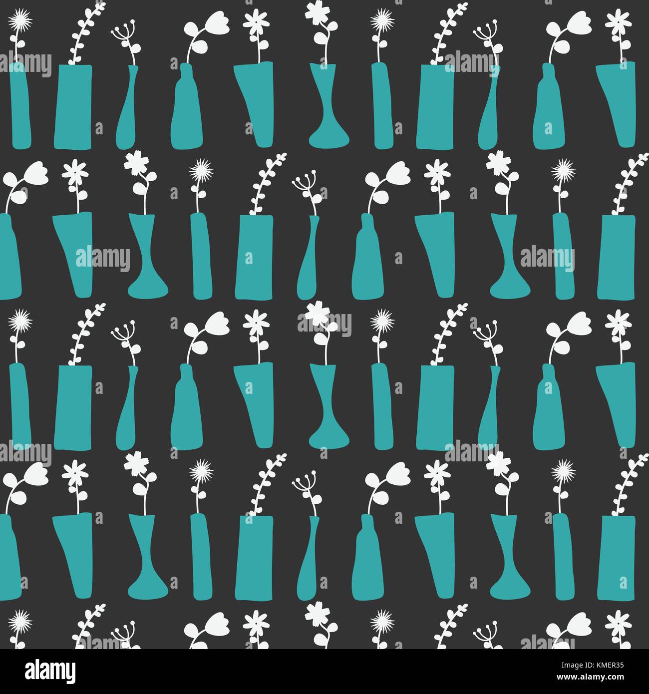 Pattern Hand Drawn Flower In The Vase Stock Vector Image & Art - Alamy