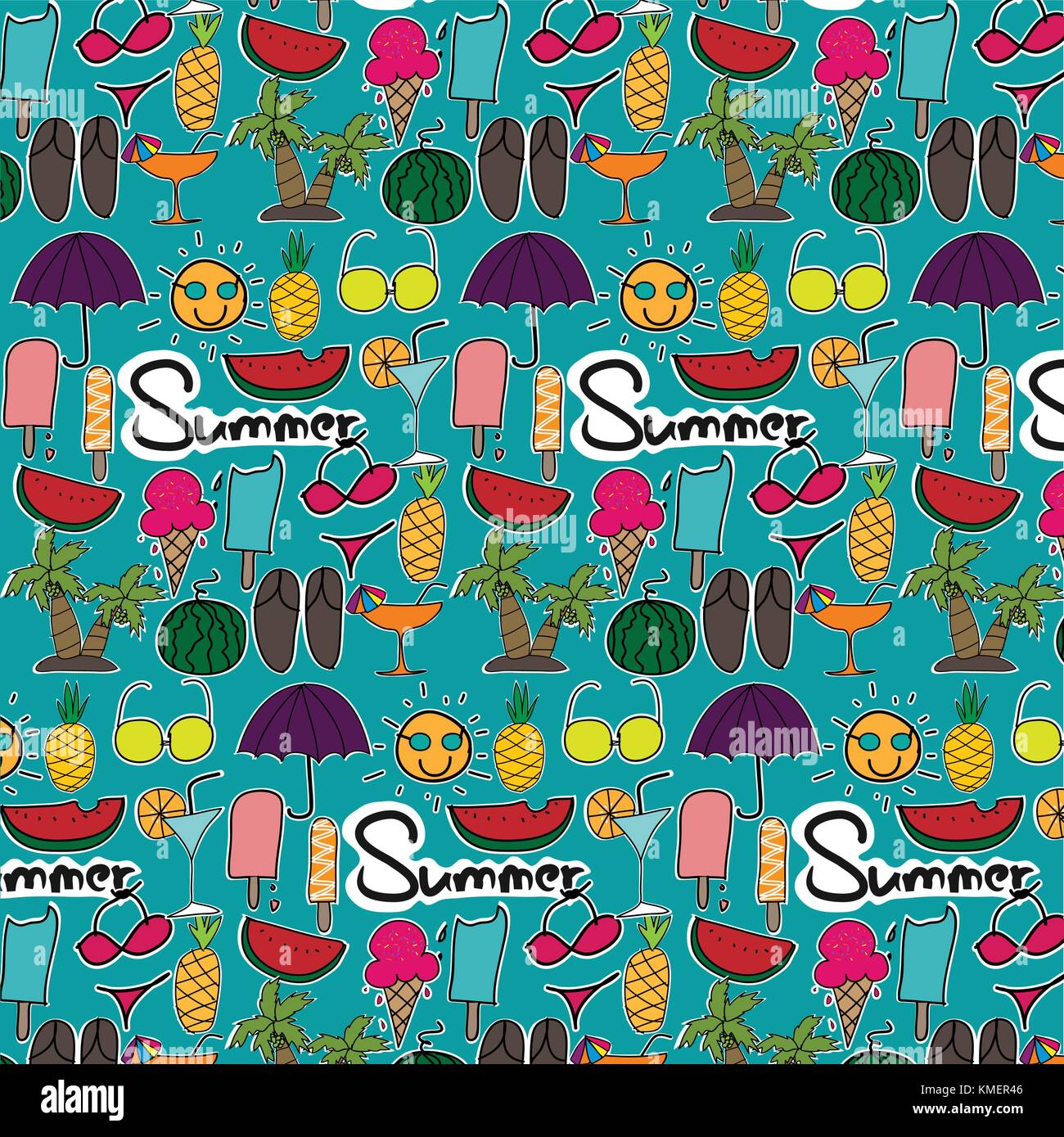 Hand Drawn Summer Pattern Stock Vector Image & Art - Alamy