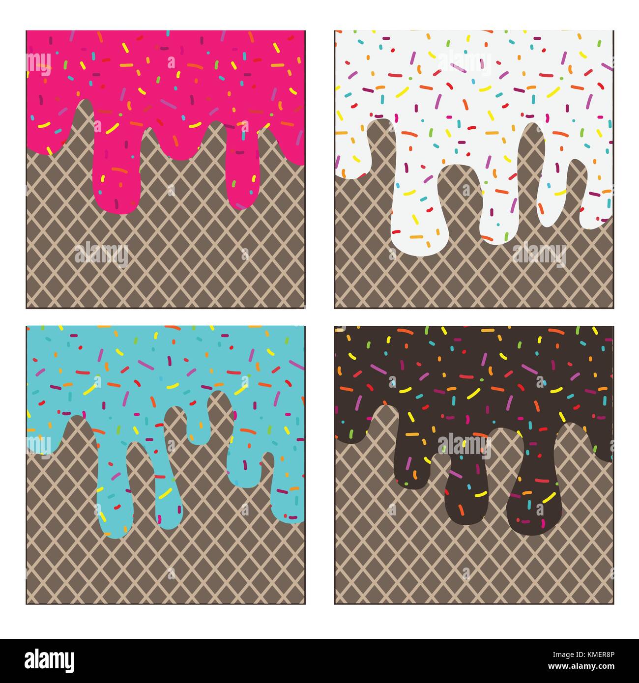 Melt icing ice cream on waffle pattern Stock Vector Image & Art - Alamy