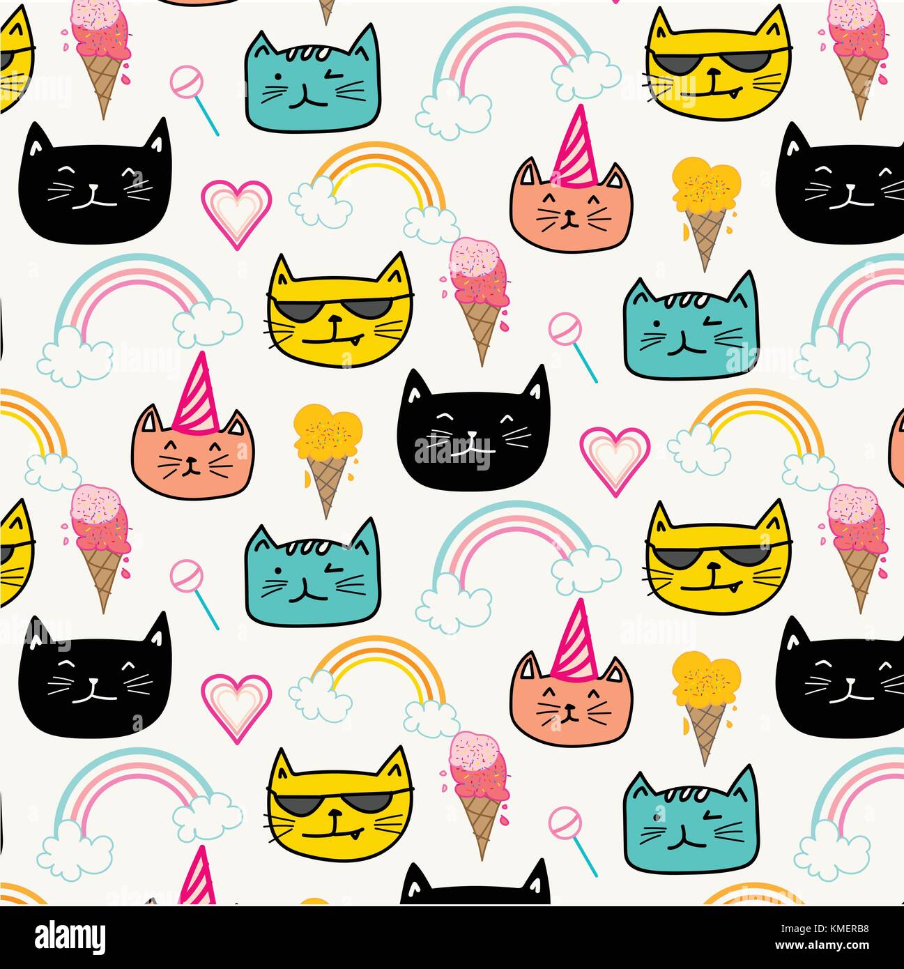 Hand drawn cats vector pattern. Doodle art Stock Vector Image & Art - Alamy