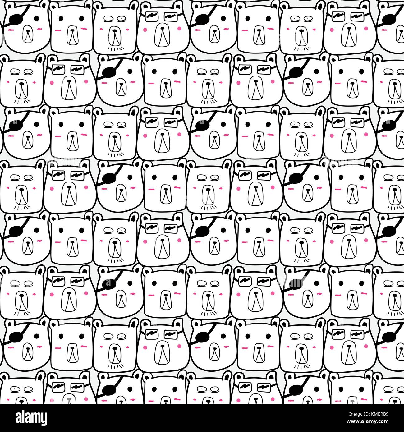 Hand Drawn Cute Bear Vector Pattern Stock Vector Image & Art - Alamy
