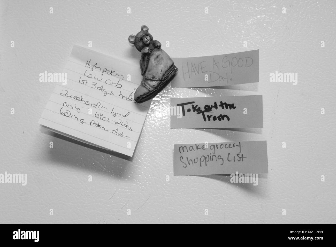 Fridge magnet. note Black and White Stock Photos & Images - Alamy