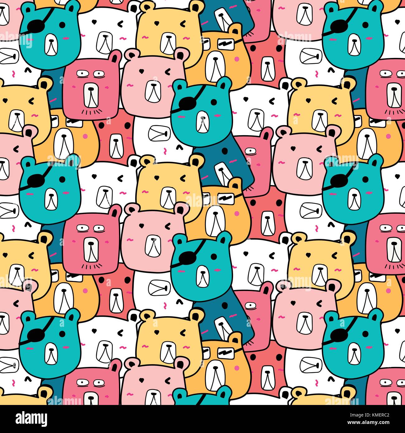 Hand Drawn Cute Bear Vector Pattern Stock Vector Image & Art - Alamy