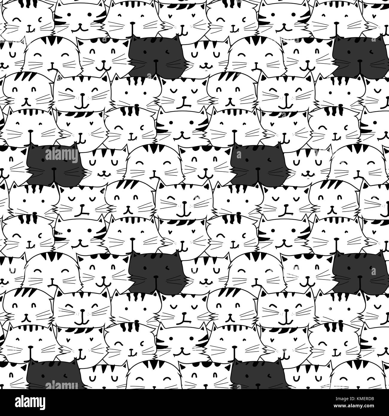 Hand drawn cats vector pattern. Doodle art Stock Vector Image & Art - Alamy