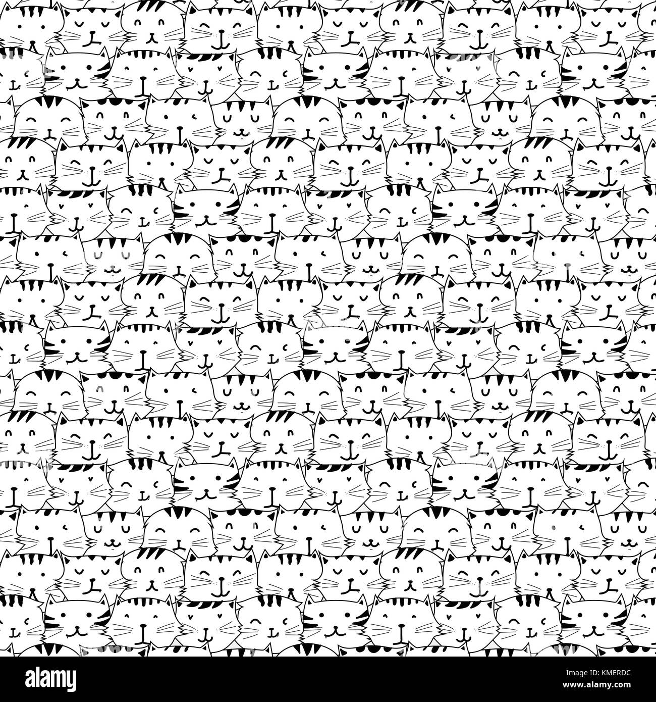Hand drawn cats vector pattern. Doodle art Stock Vector Image & Art - Alamy