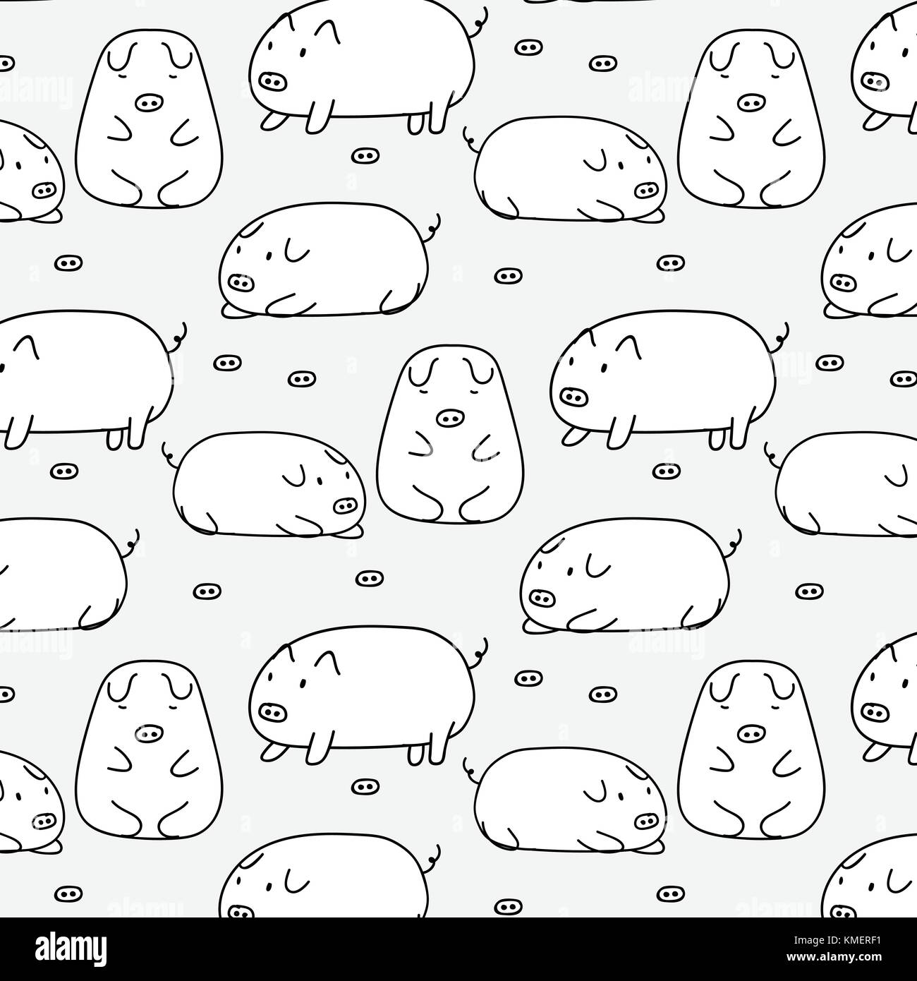 Hand Drawn Cute Pig Vector Pattern. Doodle Art Stock Vector Image & Art ...