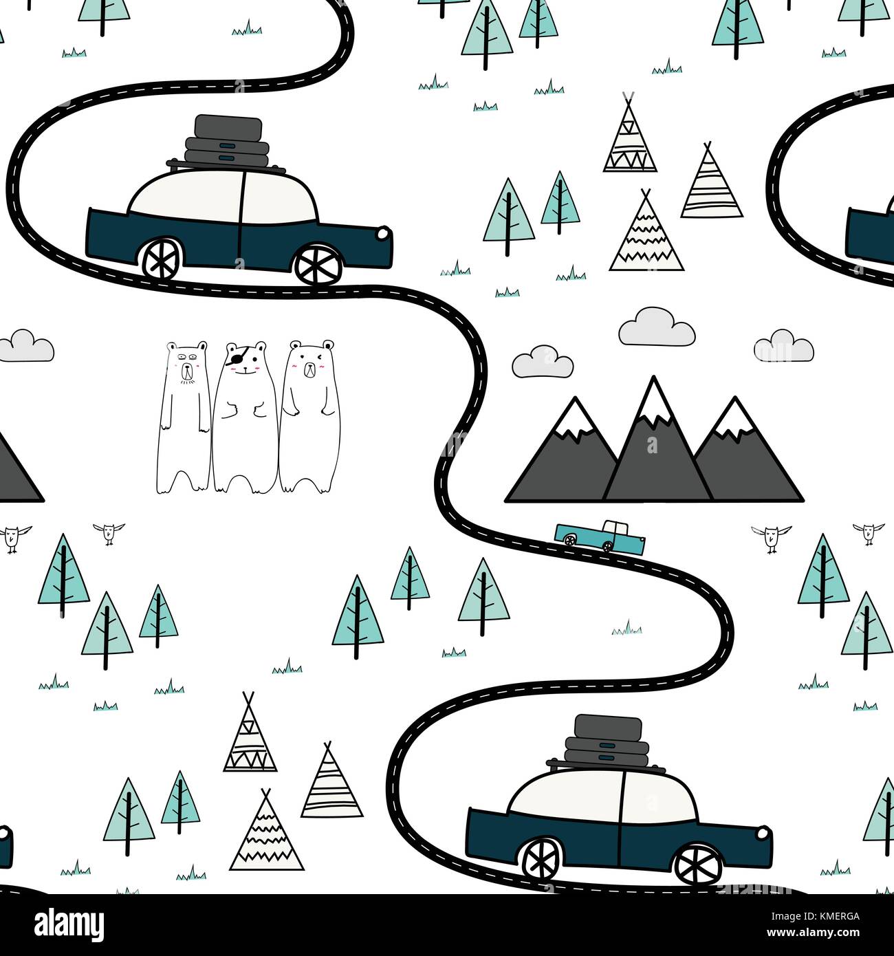 Pattern With Adventure Concept. Vector Illustration Background Stock ...