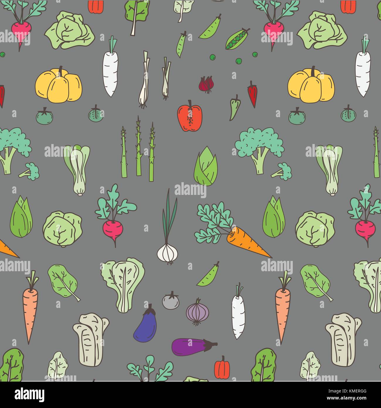 Pattern With Hand Drawn Doodle Vegetables. Vector Illustration ...